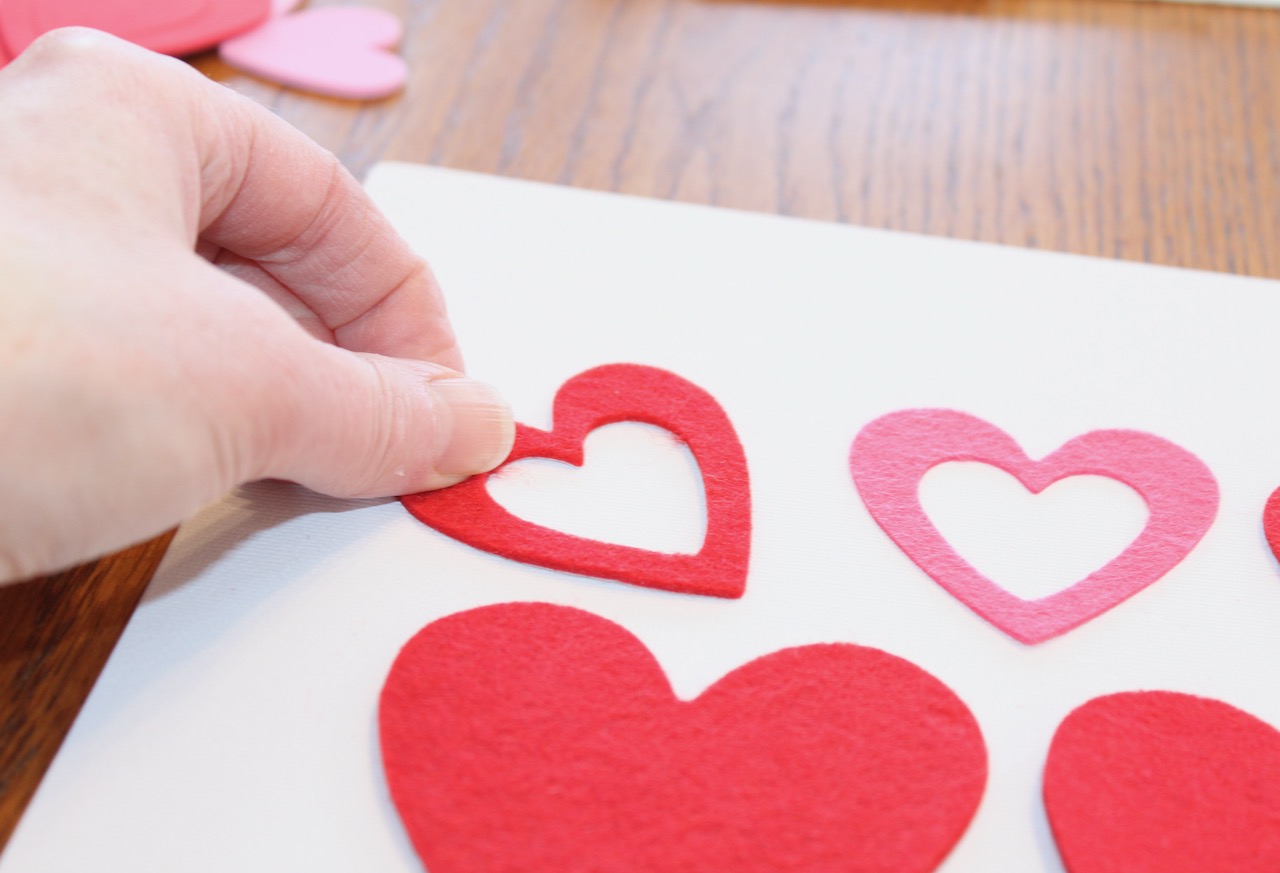 DIY Valentine’s Day Canvas Heart Art - Be Home Inspired